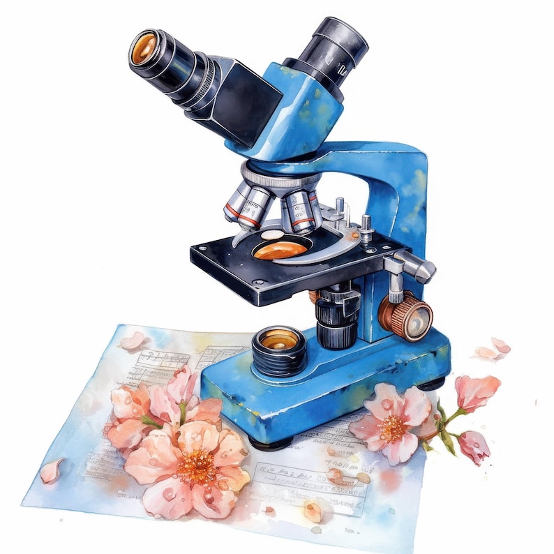 10 Microscope Clipart Set, Science Equipment Illustrations, Printable ...