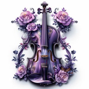 14 Elegant Purple Violin Watercolor Clipart Bundle, Digital Download ...