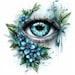 12 Blue Green Floral Woman Eyes Clipart Bundle, Printable Watercolor ...