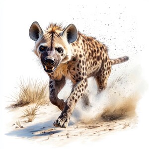 15 Watercolor Hyena Clipart Bundle, Wild Safari Animal Graphics, Card ...