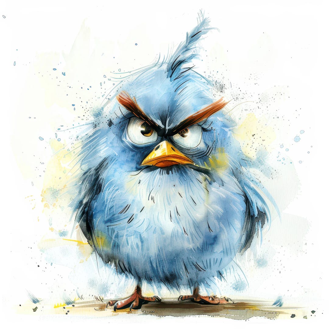 11 Grumpy Birds Clipart Bundle, Cute Fluffy Bird, Digital Clipart ...