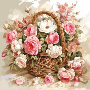 14 Shabby Chic Roses Clipart Bundle, Elegant Rose Illustrations ...