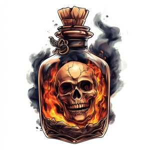 Skull Potions Clip Art 10 High Res Watercolor Jpgs Junk Journaling ...