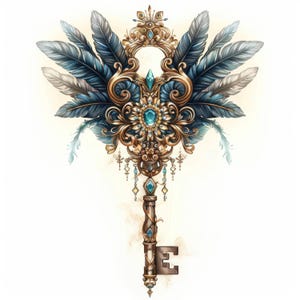 13 Intricate Keys Clipart Bundle, Printable Watercolor Authentic ...