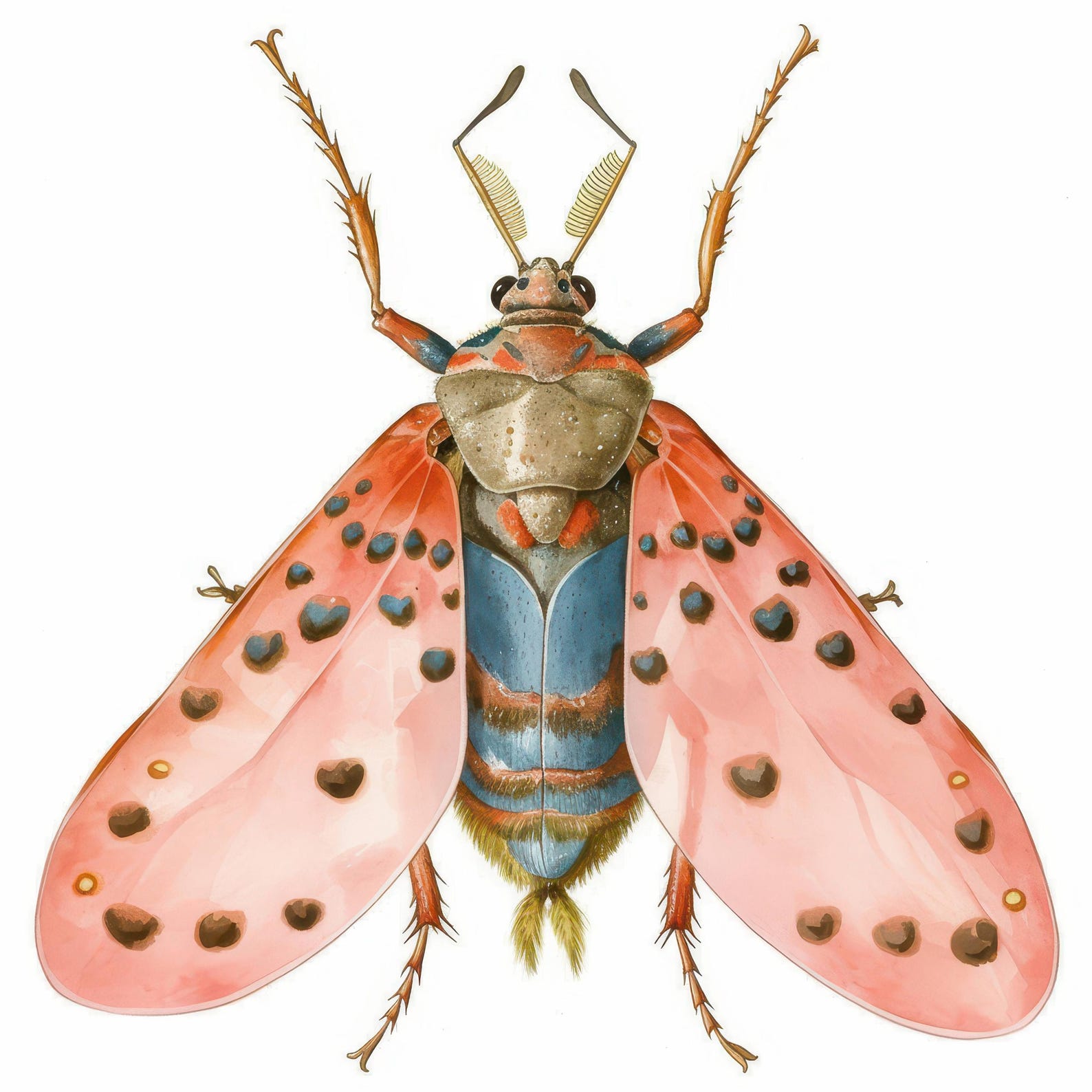16 Floral Insects Clipart Bundle, Cute Pink Bugs Illustration ...
