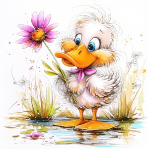 13 Frazzled Duck Clipart Bundle, Whimsical Fantasy Illustration ...