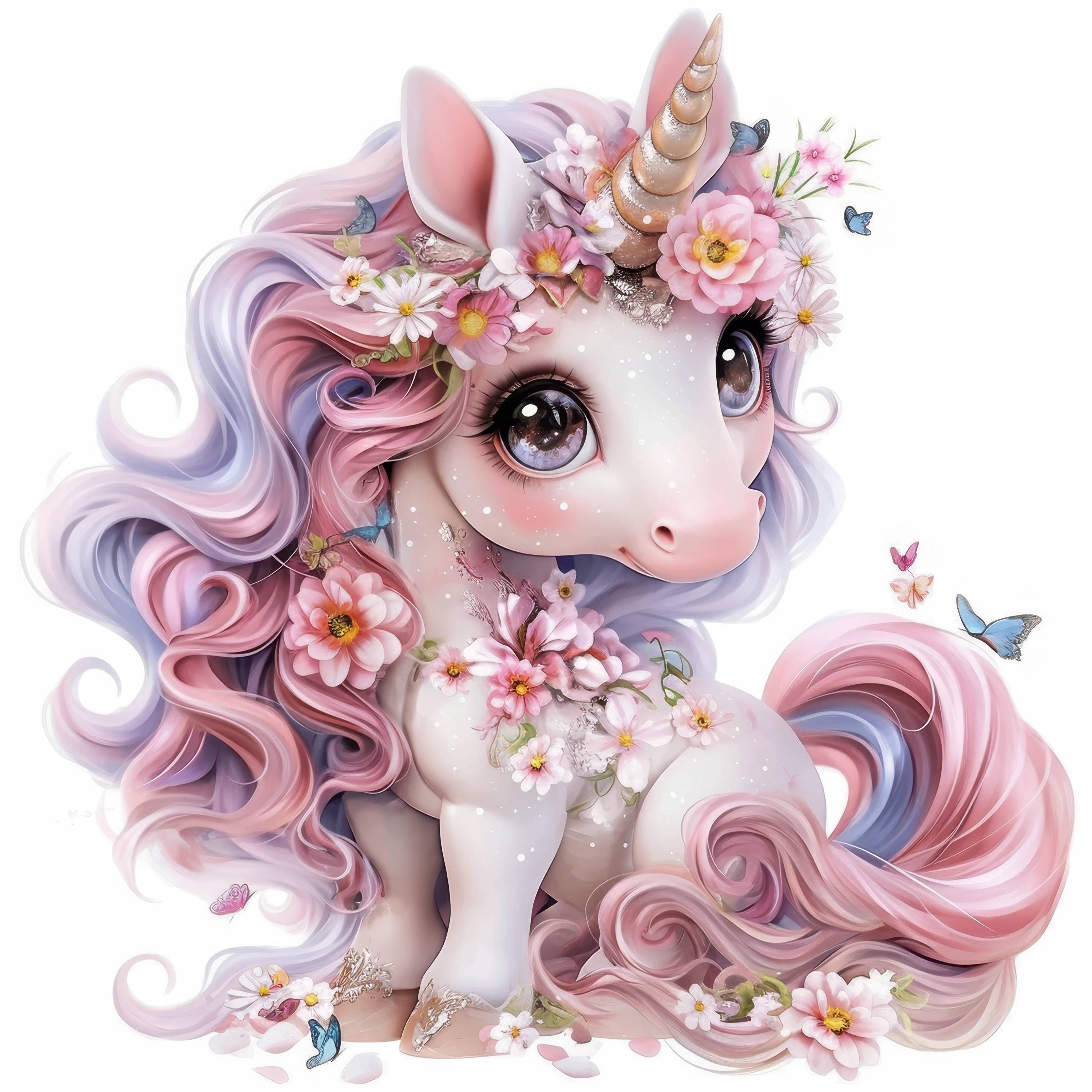 10 Baby Unicorn Clipart Bundle, Nursery Cute Unicorn Illustration ...