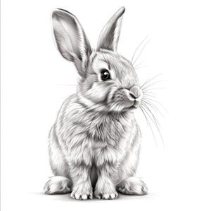 17 Bunny Black White Clipart Bundle, Line Art Clipart, Printable ...