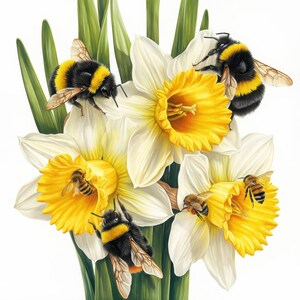 14 Bees and Flowers Clipart Bundle, Card Making Illustration, Printable ...