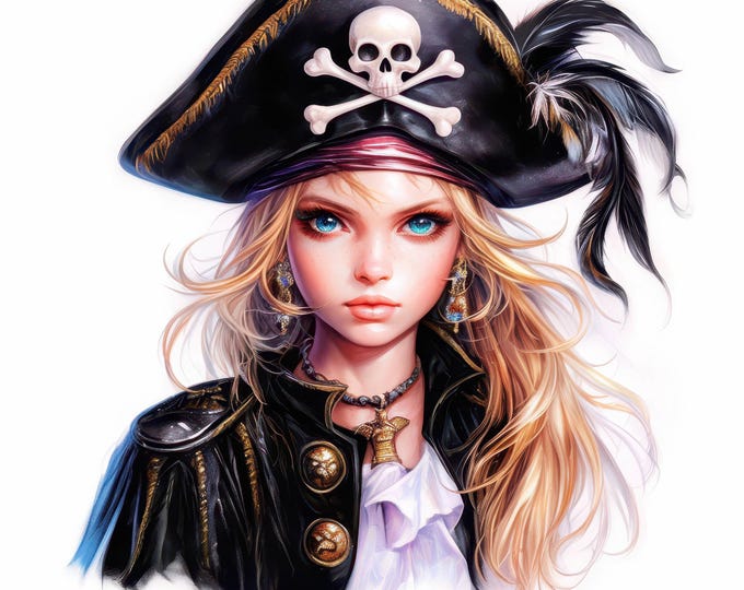 Lady Pirate| Pirate Girls Clipart Bundle Transparent PNG| Pretty Girls ...