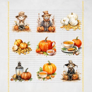 Watercolor Pumpkins Clipart Bundle, Pumpkin Fall Decor Digital ...
