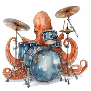 11 Musician Octopus Clipart Bundle, Musical Instrument Illustrations ...