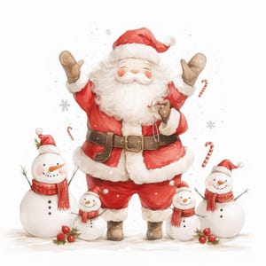 14 Santa and Snowmen Clipart Bundle, Christmas Winter Card Images ...