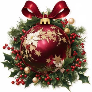 20 Red Christmas Baubles Clipart Bundle, Printable Watercolor ...