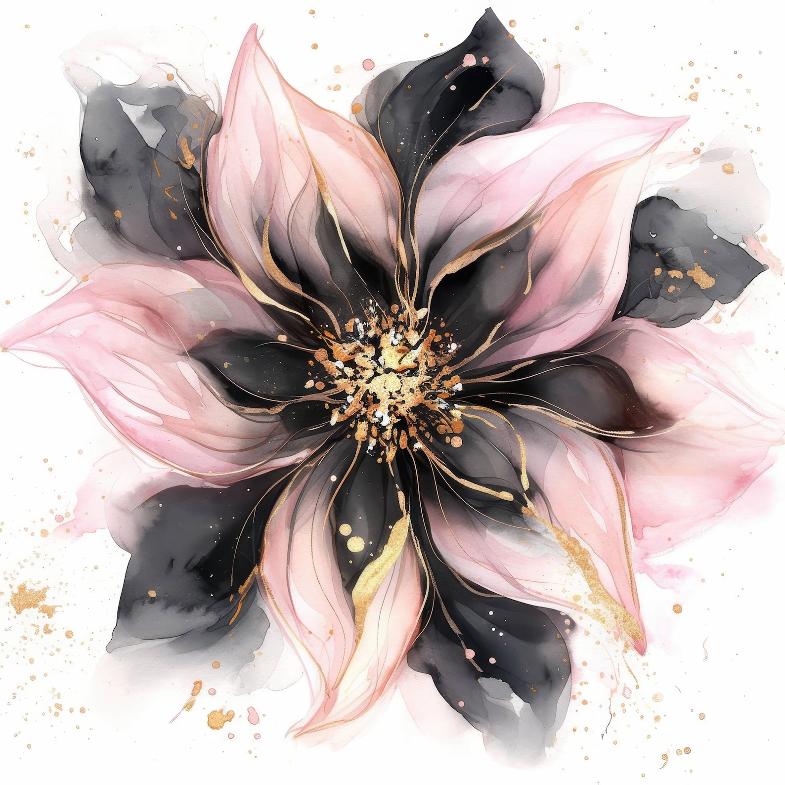 15 Black Abstract Flowers Clipart Bundle, Flower Prints Illustrations ...