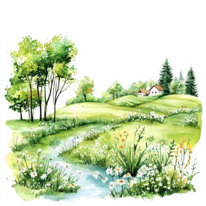 20 Beatiful Spring Nature Clipart Bundle, Printable Watercolor Festive ...