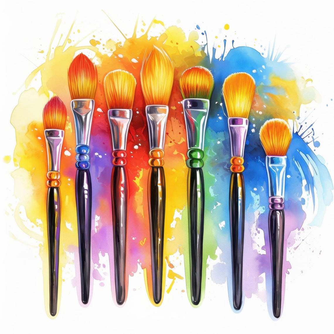 14 Paint Brushes Clipart Bundle, Painting Equipment Illustrations ...