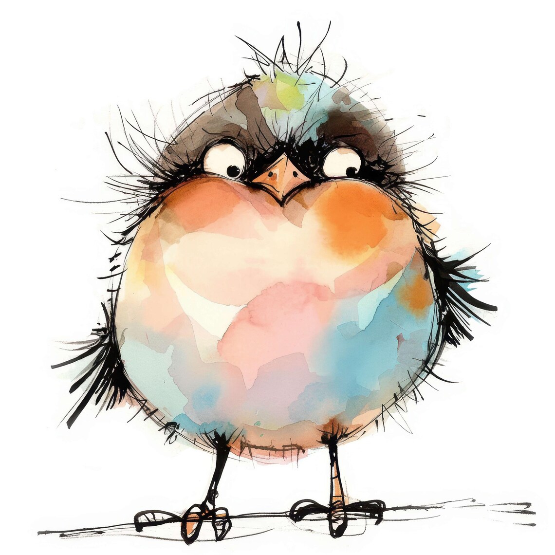 12 Cartoon Birds Clipart Set, Whimsical Bird Illustrations, Printable ...