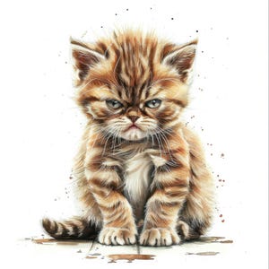 12 Grumpy Sad Kitten Clipart Bundle, Cat Illustrations Graphics ...