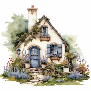 10 Spring Cottages Clipart Bundle, Summer Houses Illustrations ...