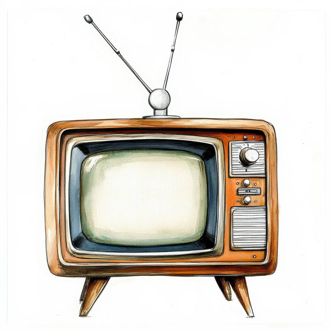11 Retro TV Clipart Bundle, Vintage Television Illustrations, Printable ...