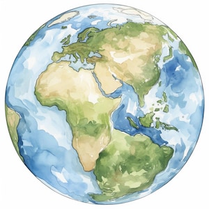 17 Earth World Map Clipart Bundle, Earth Globe Illustrations, Printable ...