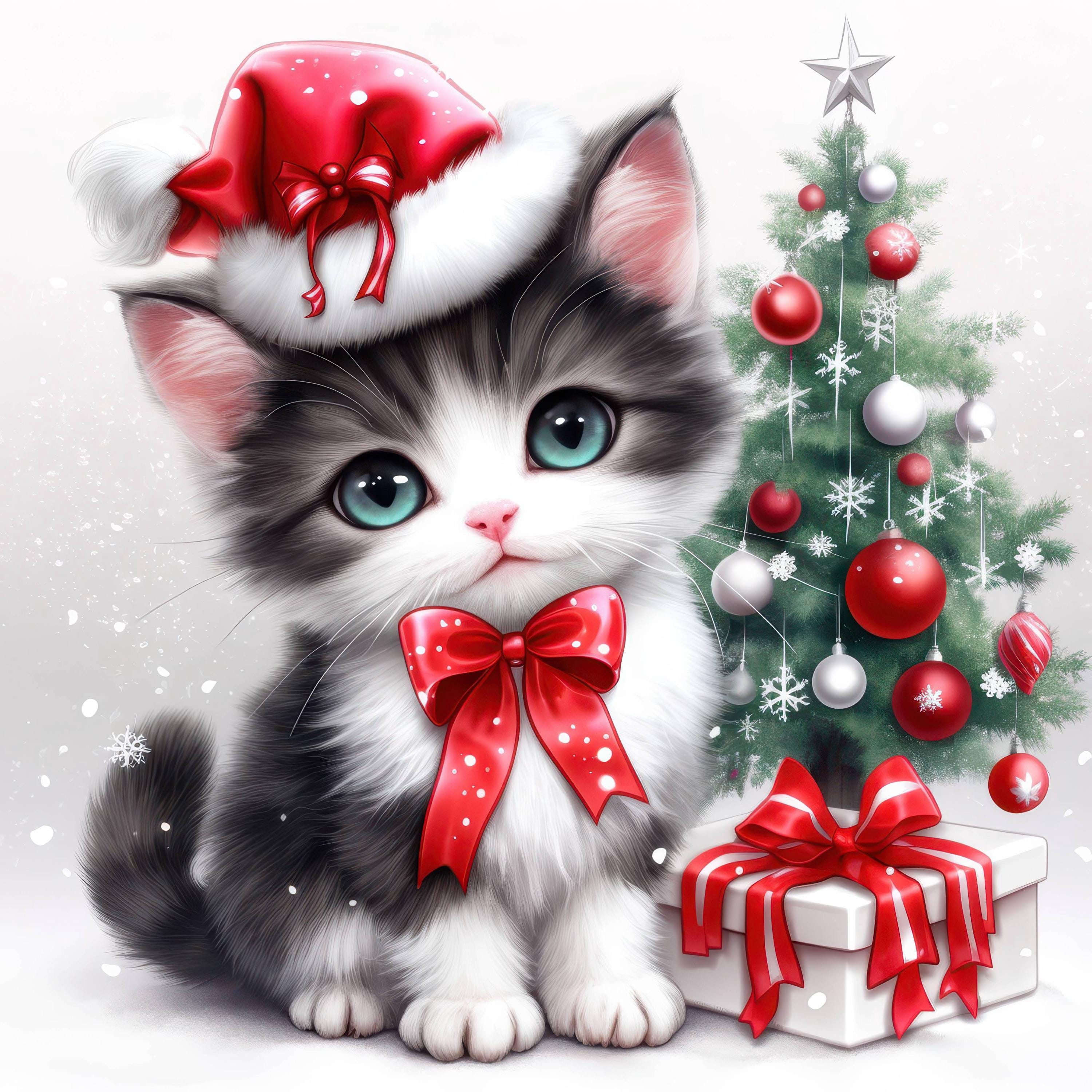 11 Adorable Christmas Cat With Gifts Clipart Bundle, Printable ...