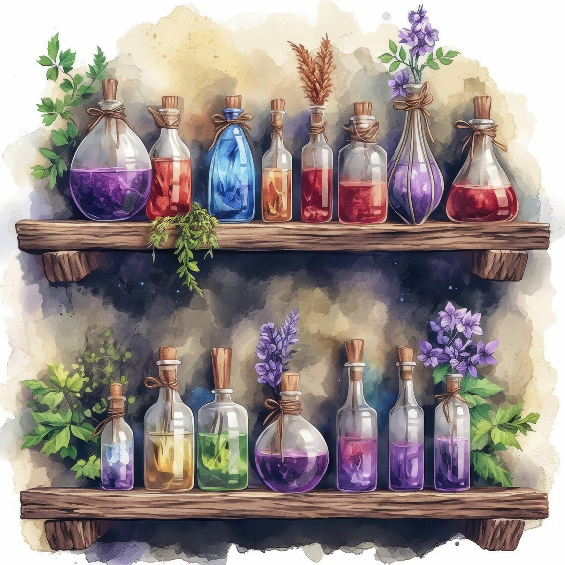 17 Witchs Apothecary Clipart Bundle, Magical Halloween Illustrations ...