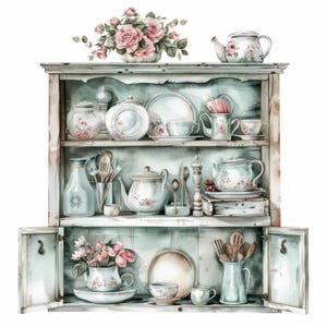 13 Vintage Floral Kitchen Clipart Bundle Set 2, Shabby Chic,watercolor ...