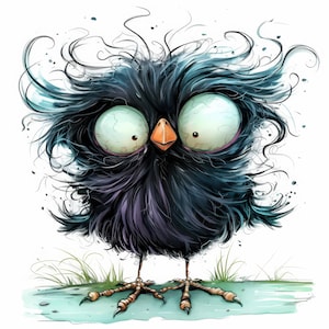 17 Frazzled Crow Bird Clipart Bundle, Printable Watercolor Clipart ...