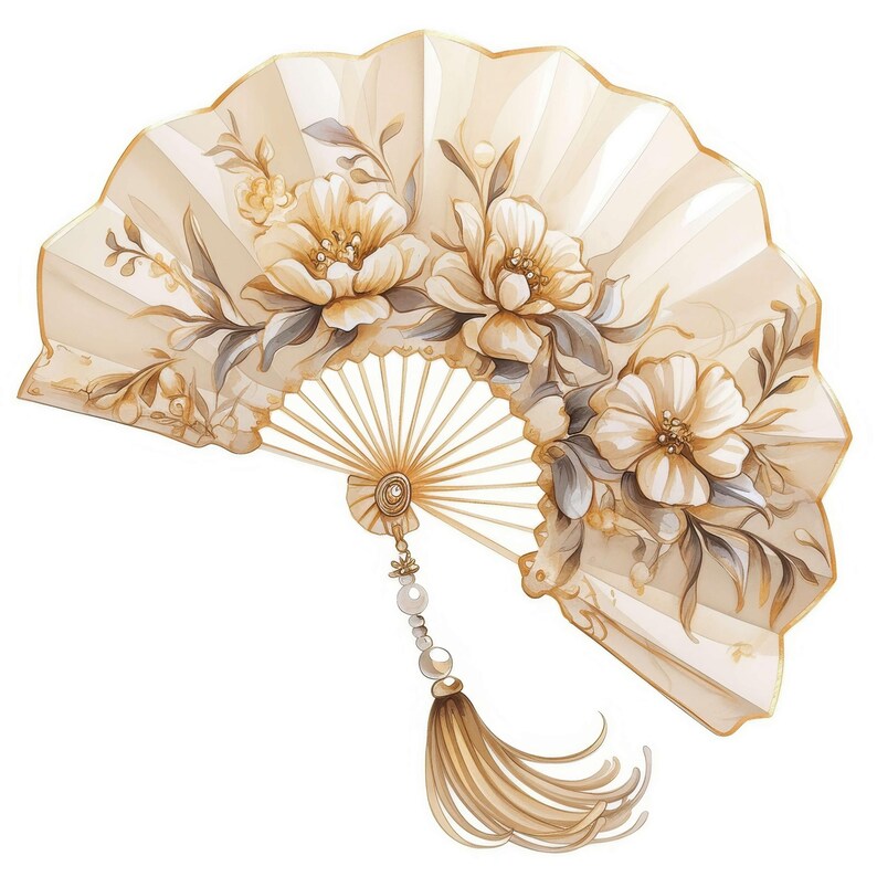 11 Luxury Hand Fan Clipart, Vintage Hand Fan Illustration, Printable ...