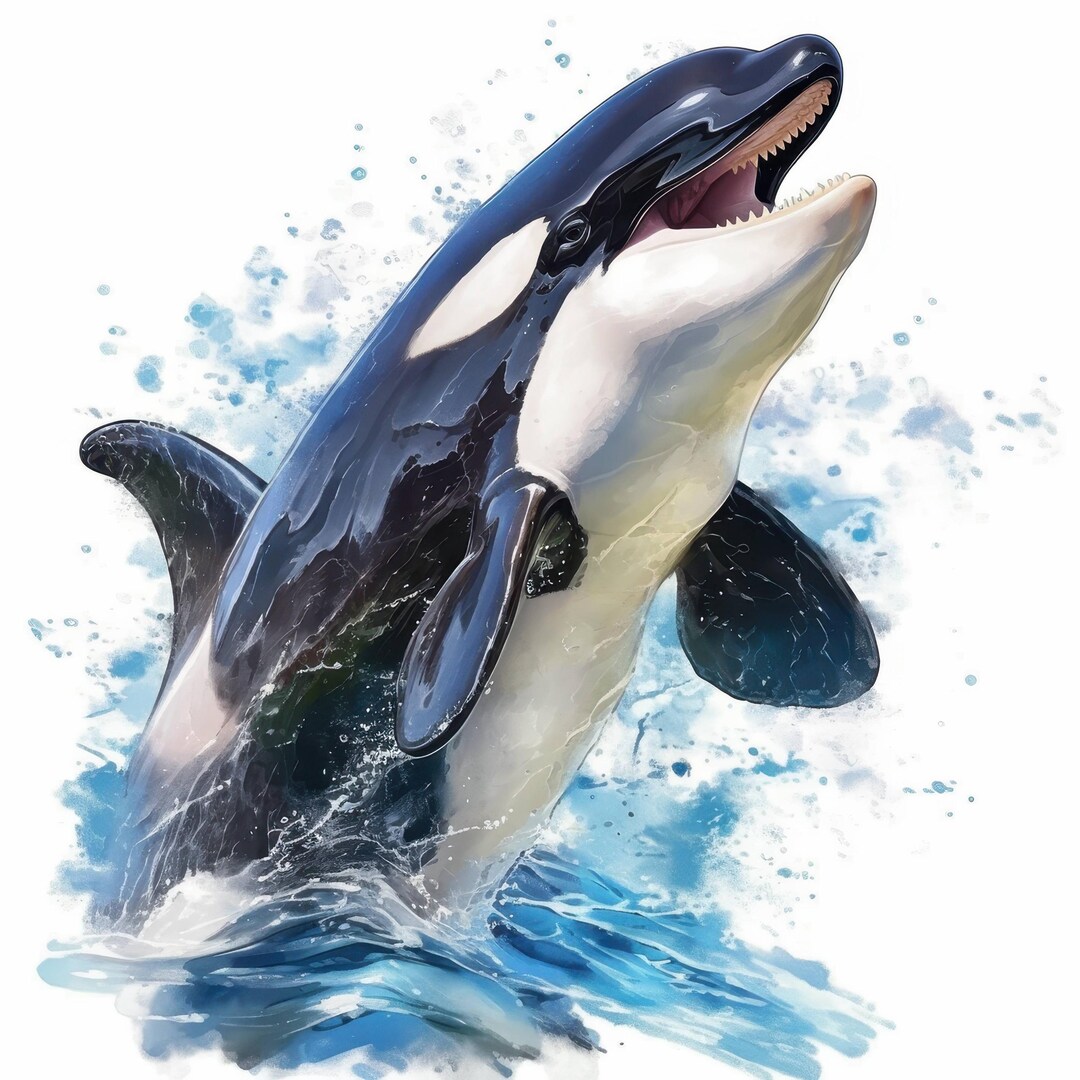 17 Ocean Whale Clipart Bundle, Watercolor Orca Images Illustrations ...