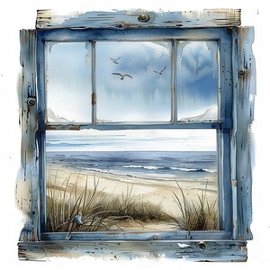 18 Open Window to Ocean View Clipart, Window to Sea Clipart, Printable ...
