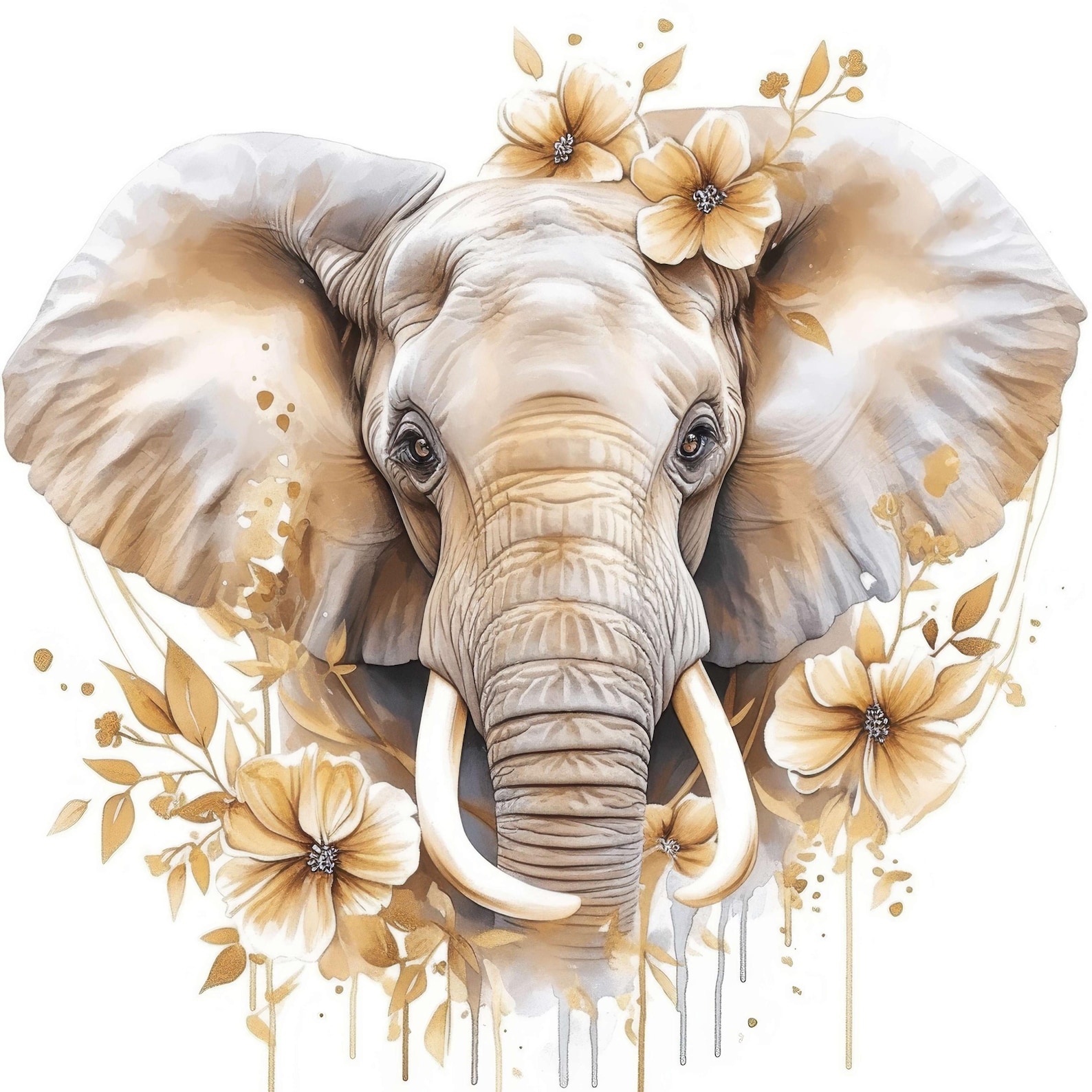 22 Georgeous Elephant Clipart Set, Luxury Animal Graphics, Printable ...