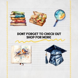 Watercolor School Clipart Bundle, Painted Back to School Clipart PNG ...