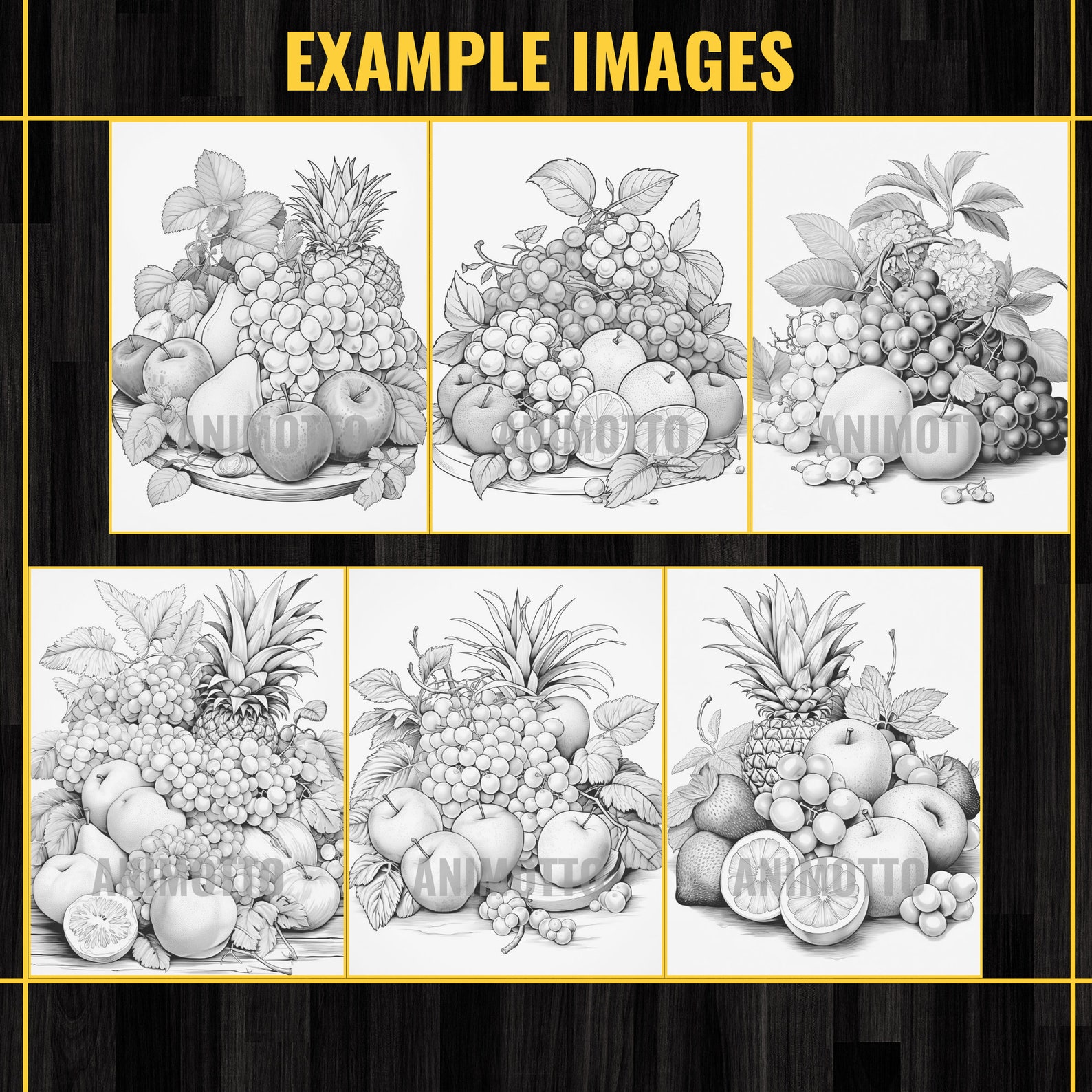 Delicious Fruits 35 Coloring Page Book Grayscale Fruit - Etsy