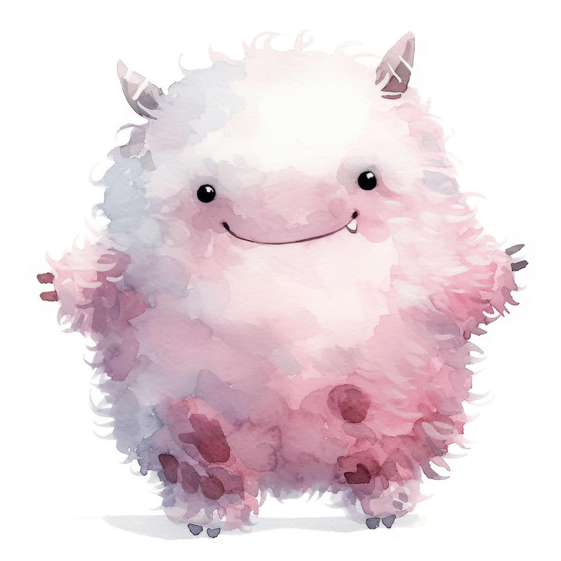 24 Nursery Monster Clipart Set, Printable Watercolor Cute Monster ...