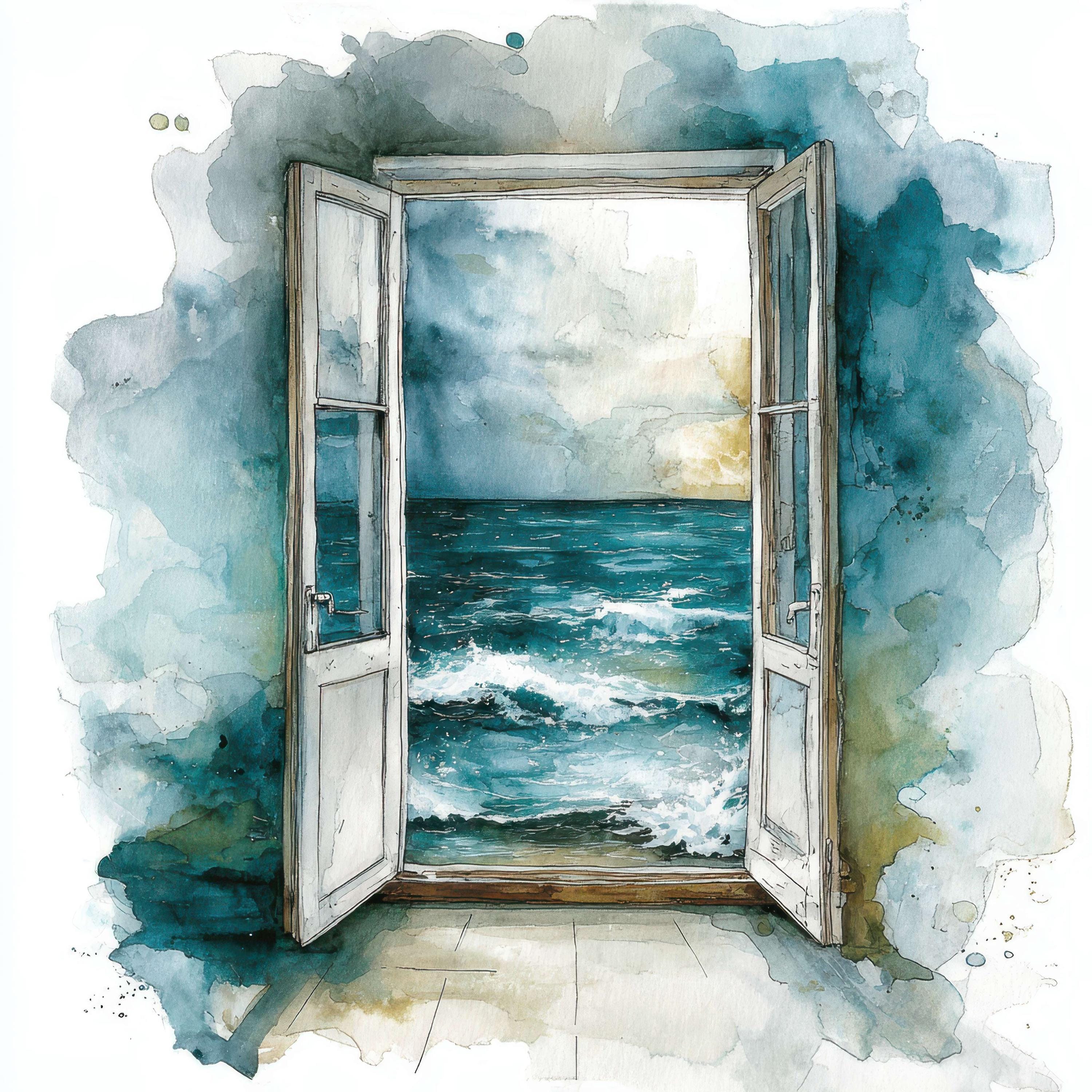 12 Window With Storm View Clipart Set, Printable Watercolor Storm ...