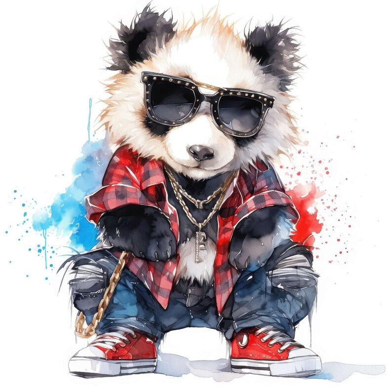 20 Bear Punk Clipart Set, Printable Watercolor Punk Rock Prints ...