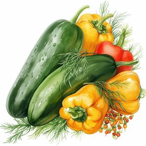 14 Summer Garden Clipart Bundle, Vegetables Images Illustrations ...