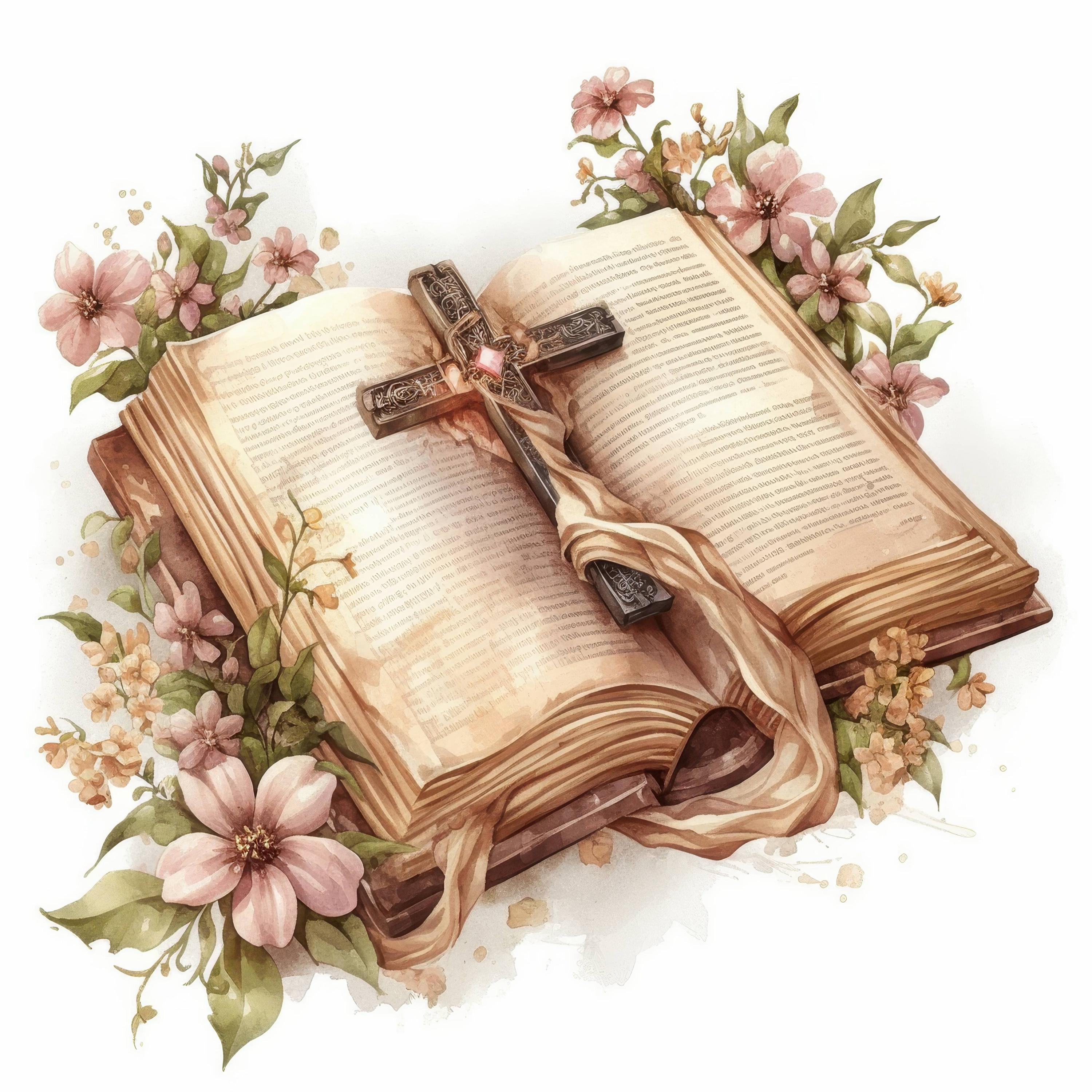 16 Floral Bible Clipart Set, Christian Religious Graphicss, Printable ...