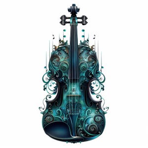 14 Elegant Teal Violin Clipart Bundle, Printable Watercolor ...