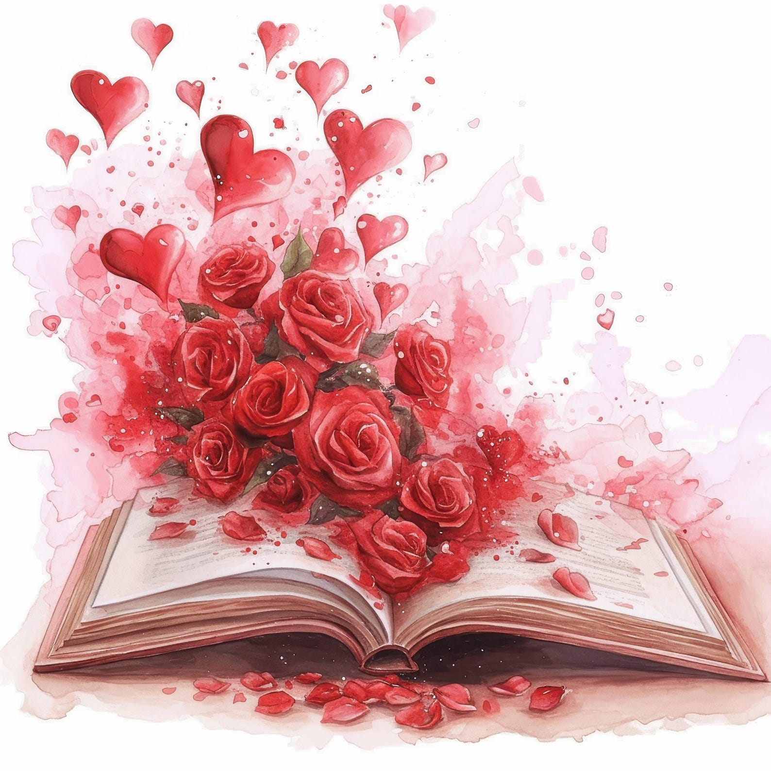 14 Open Love Book Clipart Bundle, Romantic Book Illustrations ...