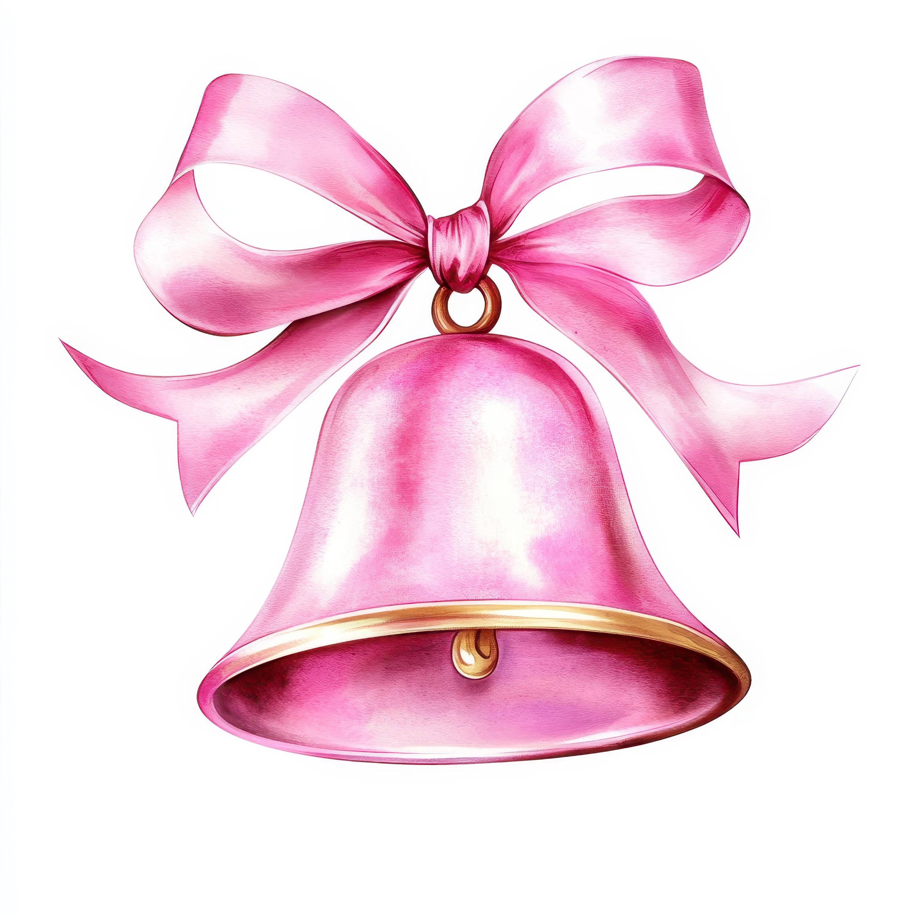 12 Powder Pink Bells Clipart Bundle, Printable Watercolor Vintage Bell ...