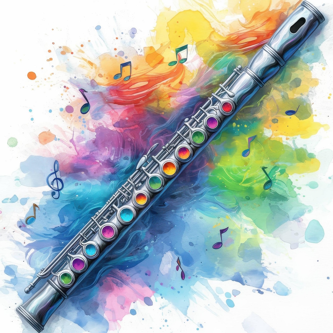 11 Colorful Flute Clipart Bundle, Musical Instrument Illustration ...