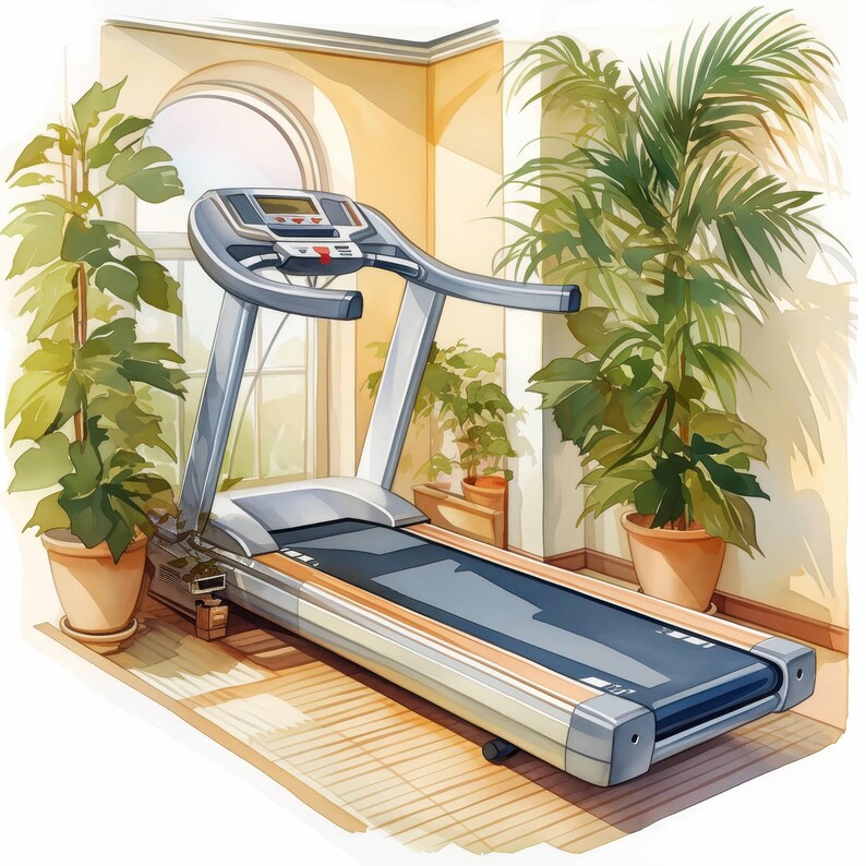 11 Treadmill Workout Clipart Bundle, Fitness Gym Illustrations ...