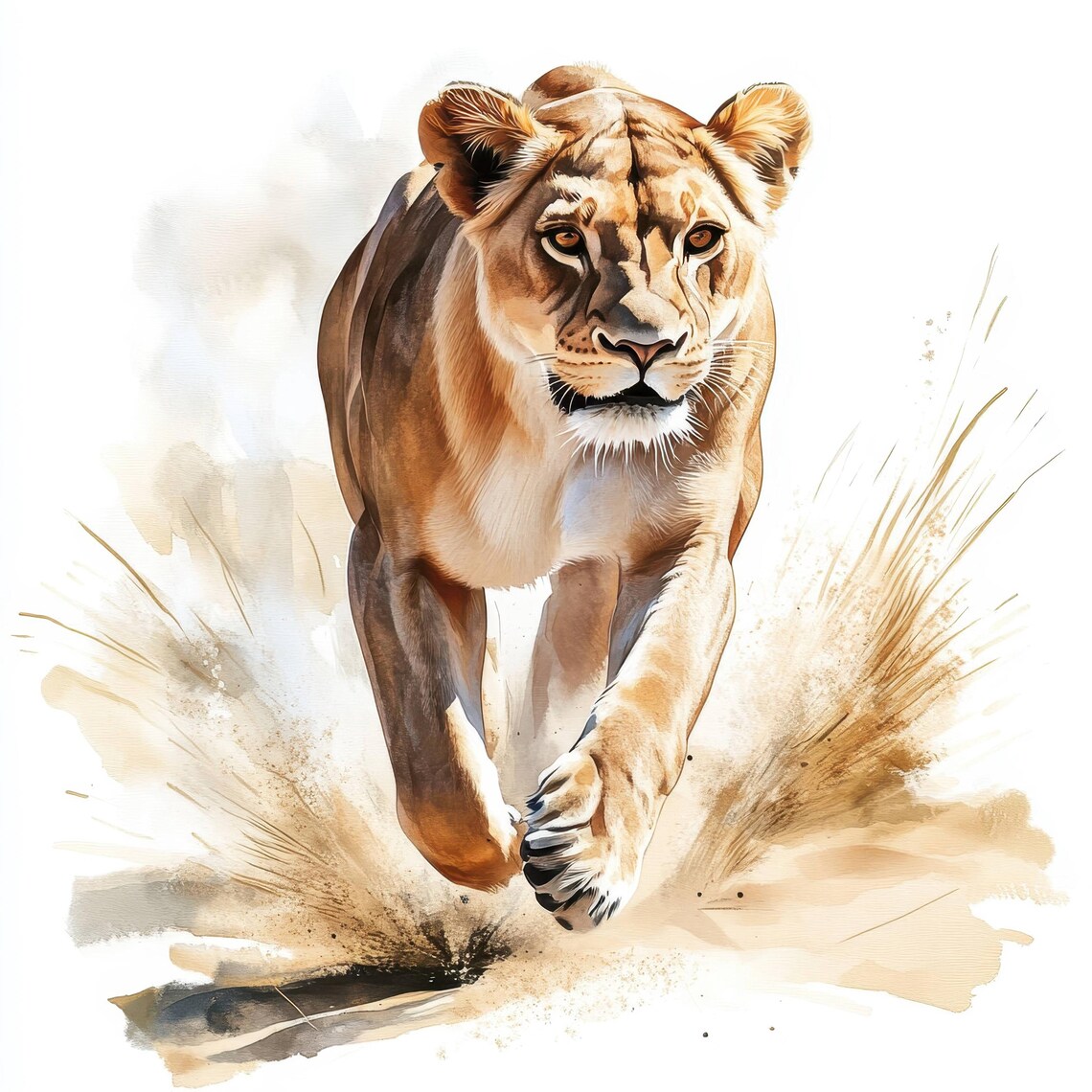 27 Lioness Clipart Bundle, Printable Watercolor Lioness Clipart, High ...