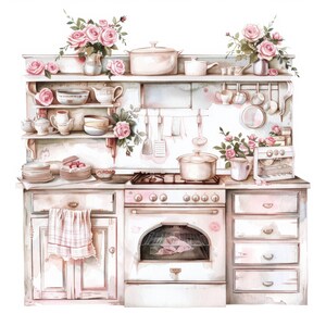 13 Vintage Floral Kitchen Clipart Bundle Set 2, Shabby Chic,watercolor ...