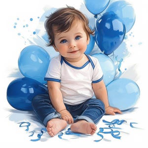 14 Baby Boy Clipart Bundle, Cute Baby Shower Prints Illustrations ...