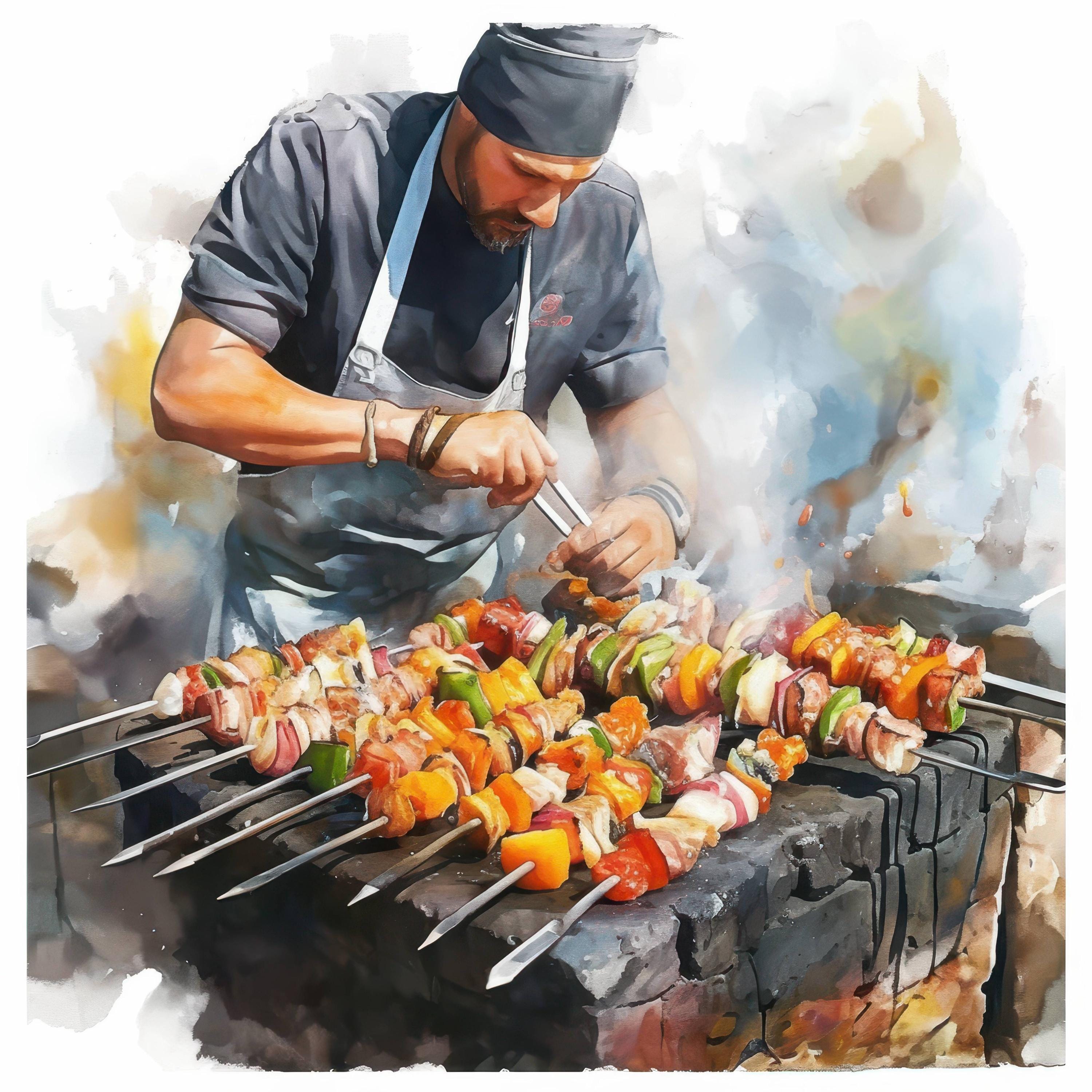19 Grilling Man Clipart Set, BBQ Party Image Illustrations, Printable ...